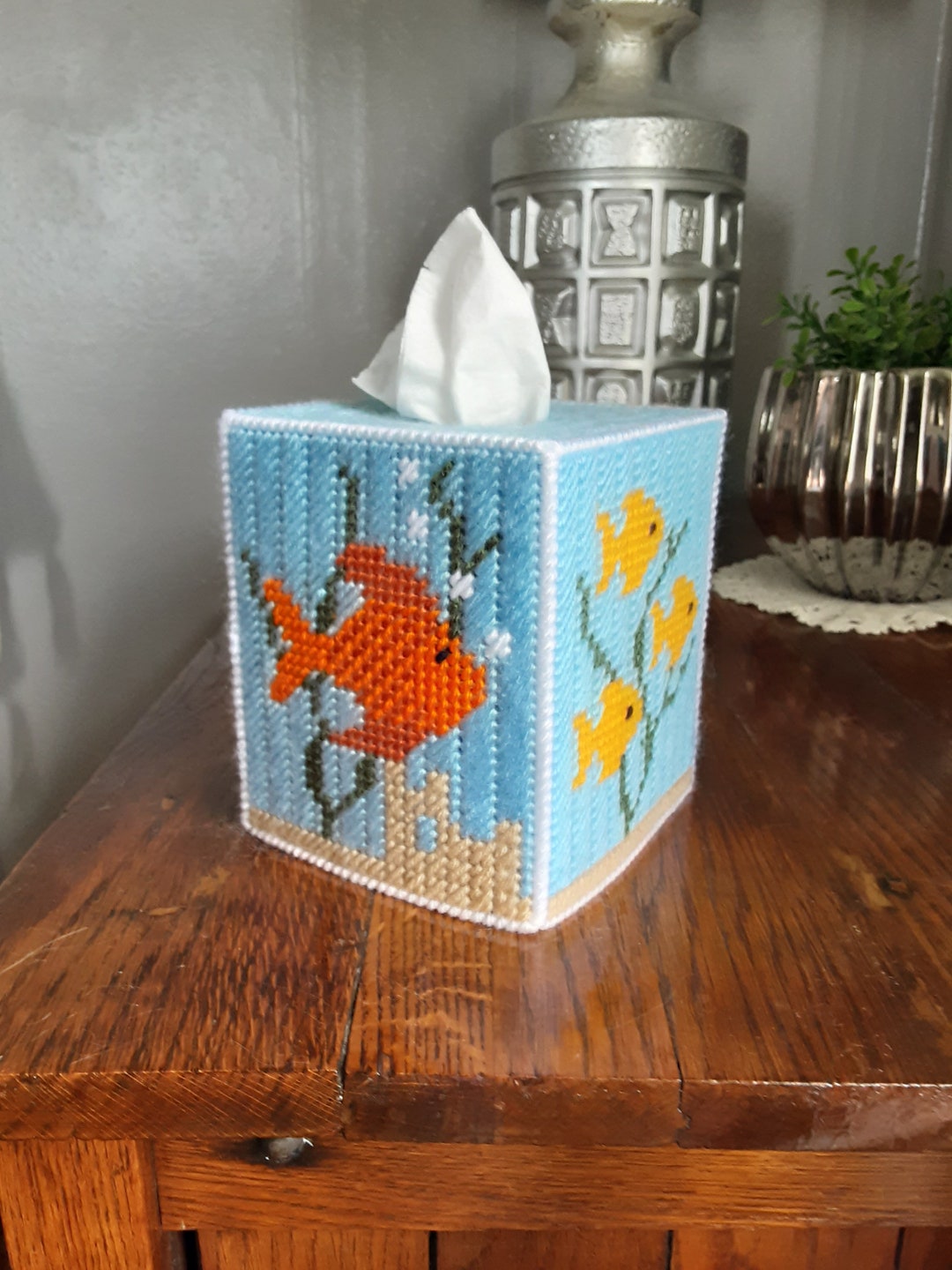 Gold Fish Bowl Tissue Box Cover - Etsy