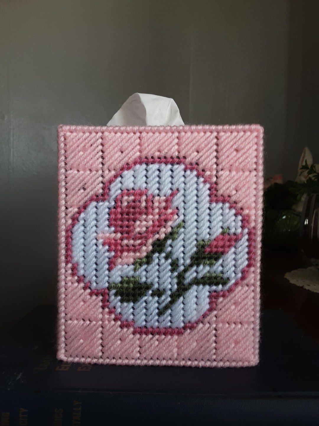 Pink Rose Tissue Box Cover - Etsy