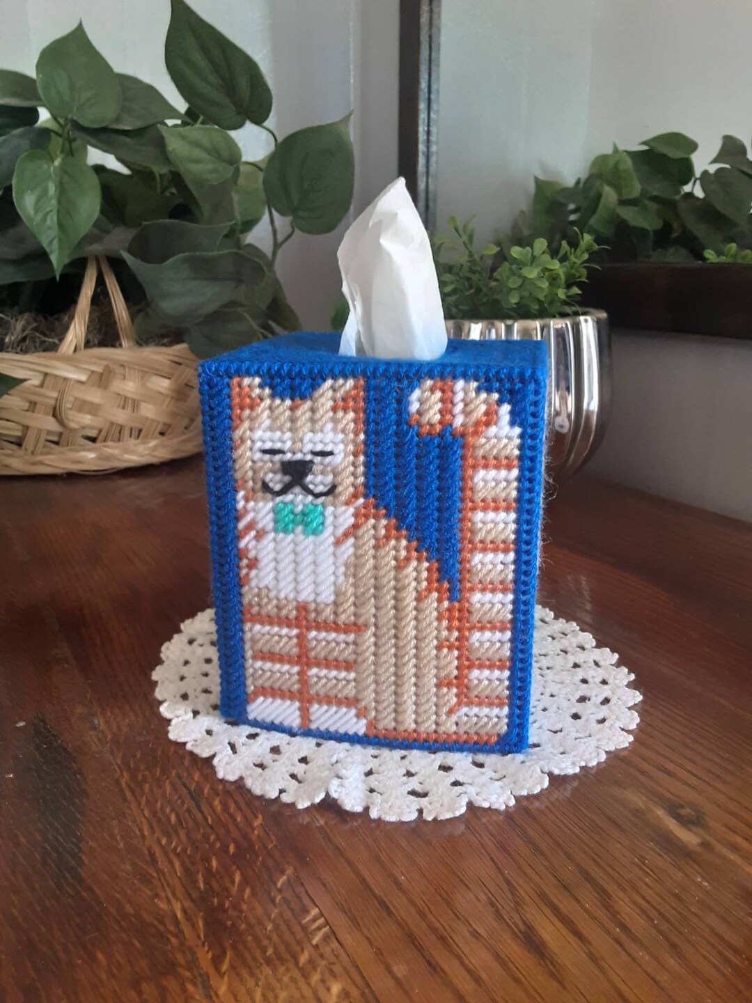Bow Tie Cat Tissue Box Cover - Etsy