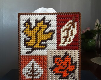 Plastic Canvas Autumn Falling Leaves Tissue Box Cover - Etsy