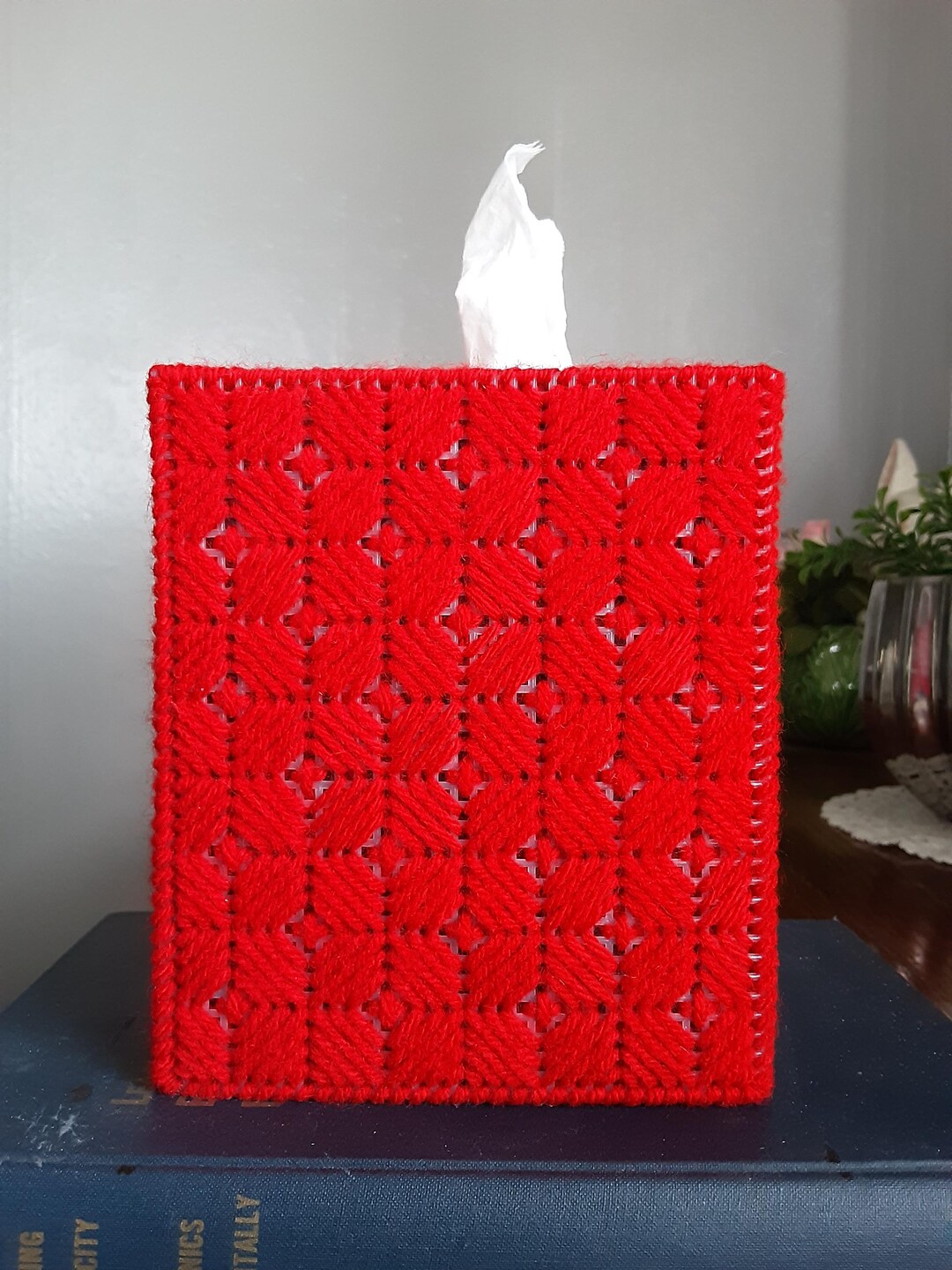 Ruby Red Tissue Box Cover - Etsy