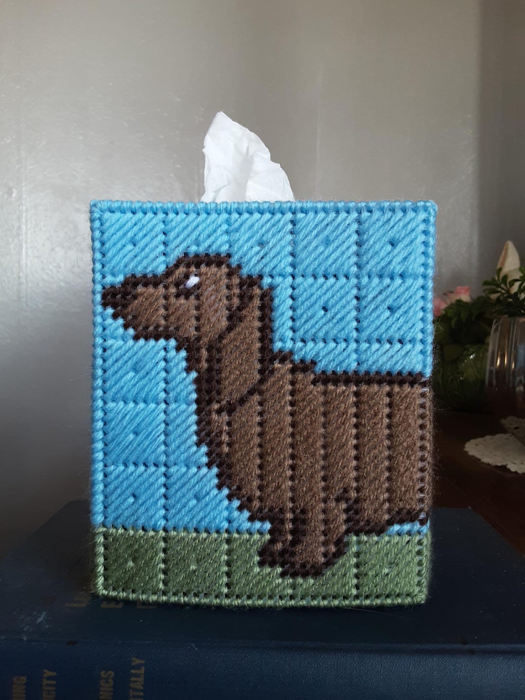 Dachshund Weenie Dog in Blue Tissue Box Cover - Etsy
