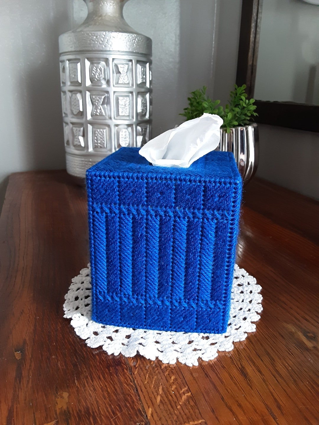 Navy Blue Tissue Box Cover - Etsy