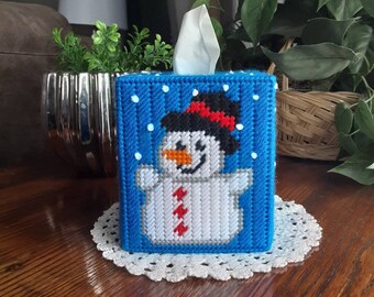 Plastic Canvas Snowman Tissue Box - Etsy
