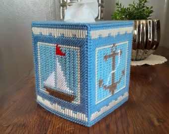 Nautical Tissue Box Cover Plastic Canvas Pattern - Etsy