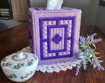 Purple Checkered Tissue Box Cover - Etsy