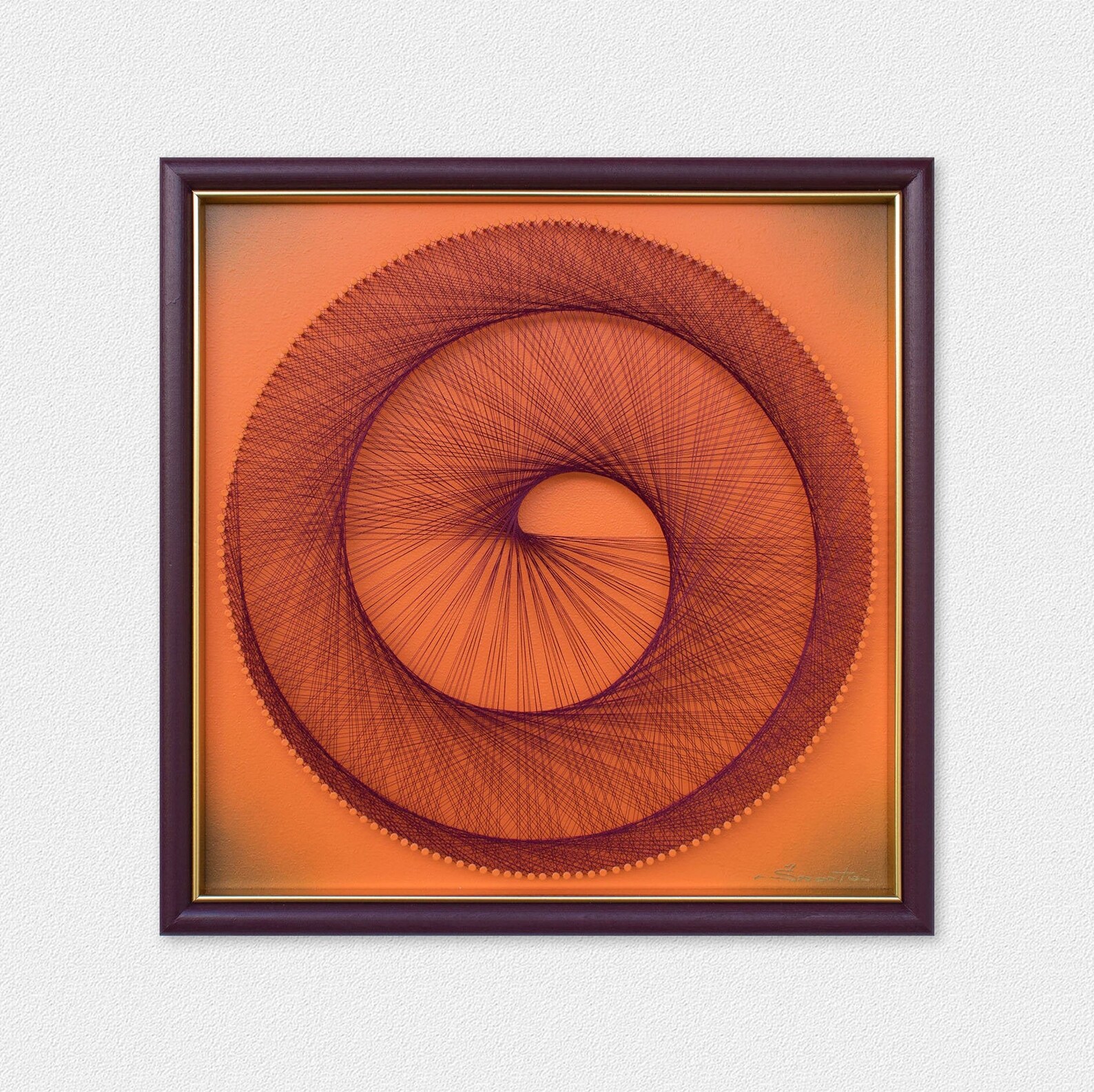Geometric String Art in Orange Vibrant Wall Art for Living - Etsy