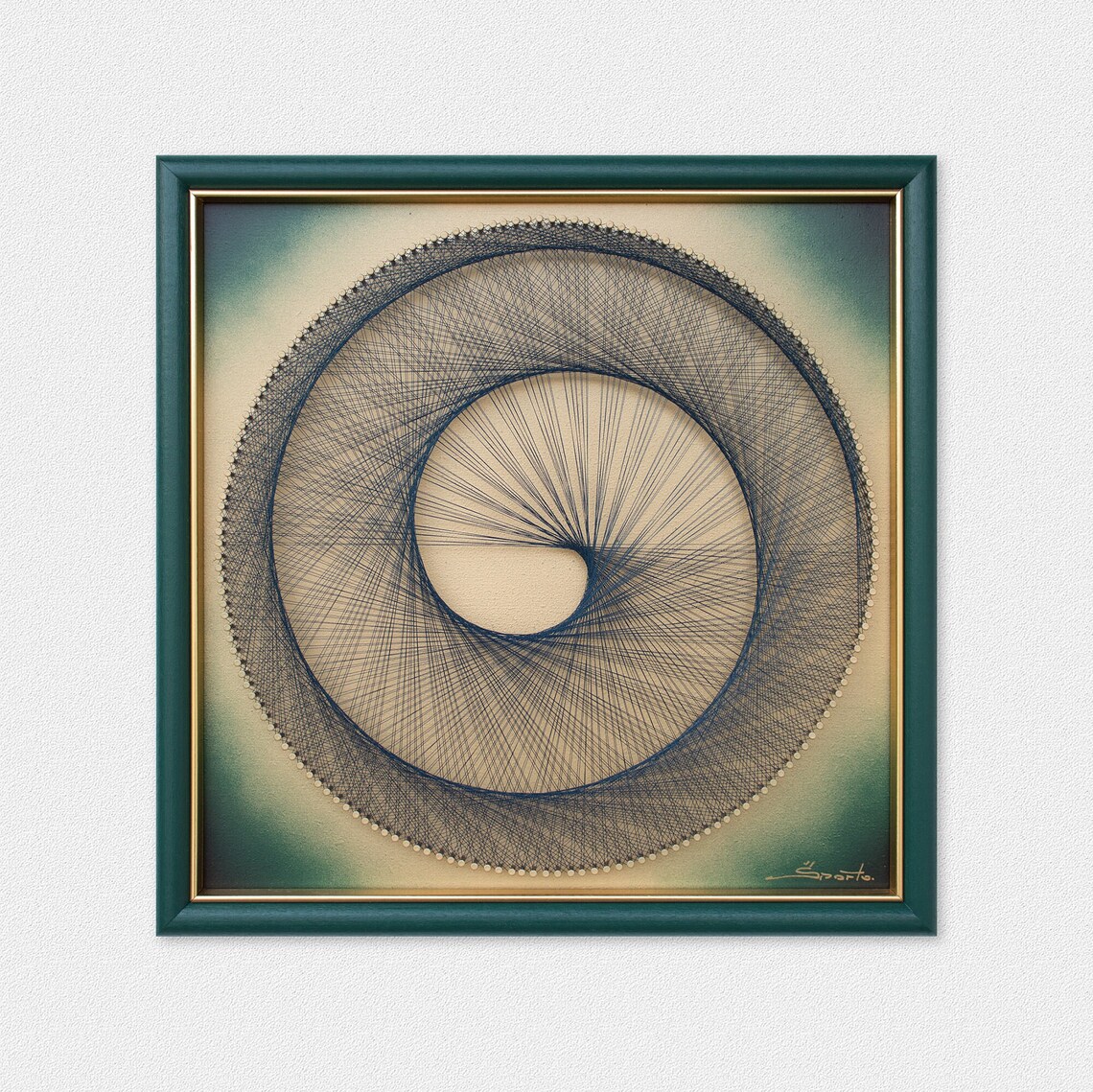 String Art in Gold-green Geometric Wall Decor for Living - Etsy