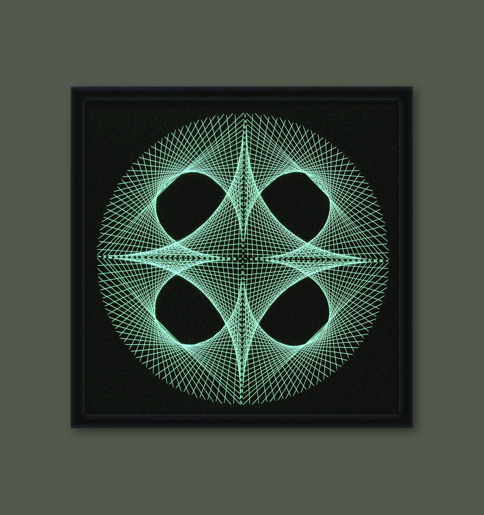Neon Wall Art Green Abstract String Art Framed Glow in the | Etsy