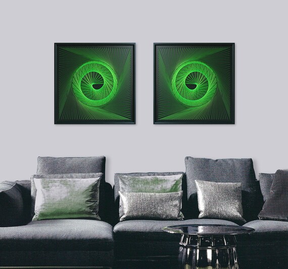 String Art Green Zen Wall Art Wall Art Modern Abstract | Etsy