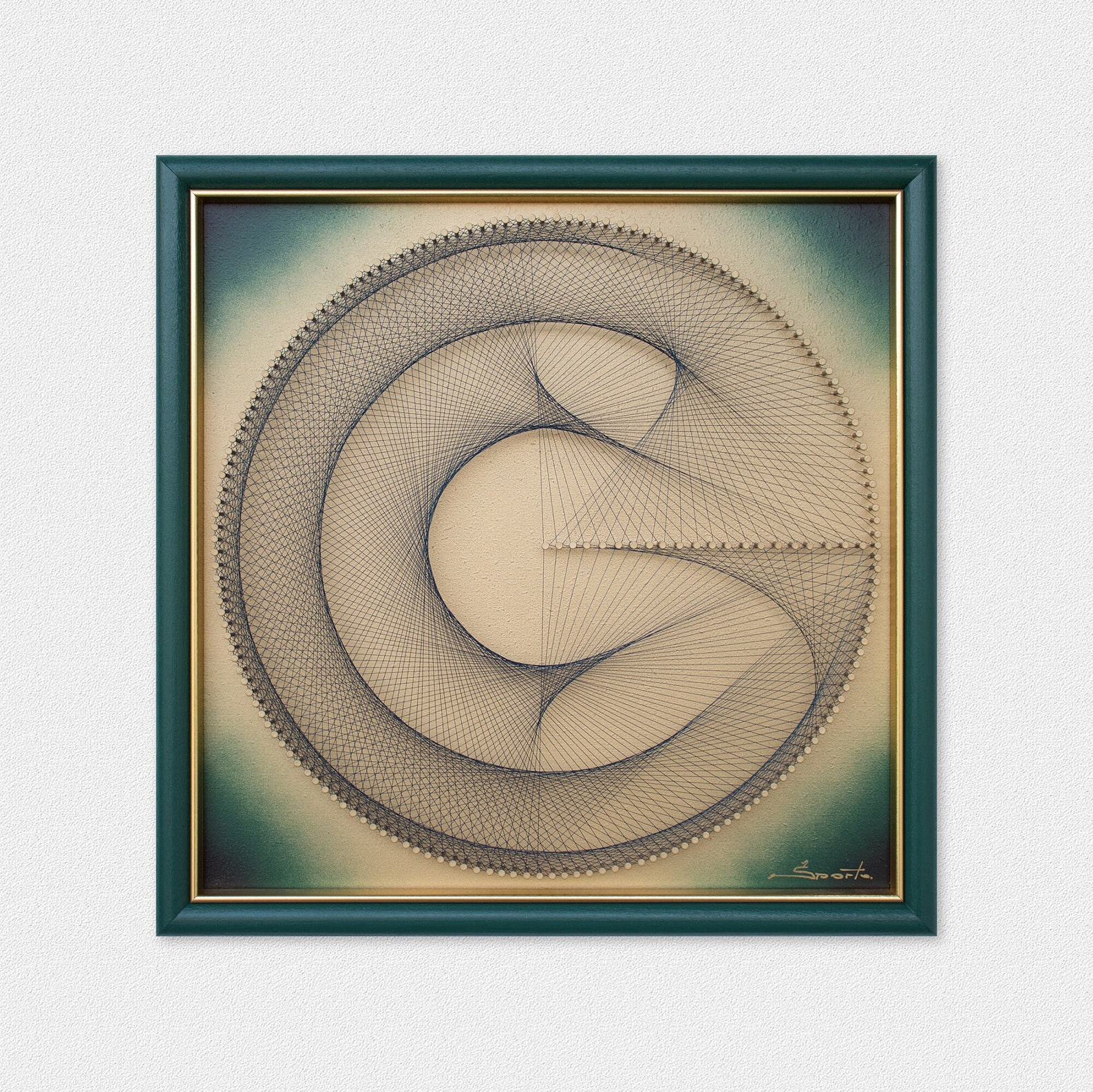 String Art in Gold-green Geometric Wall Decor for Living - Etsy