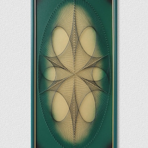 Large String Art in Green Gold - Exotic Wall Art Vertical - Eclectic ...