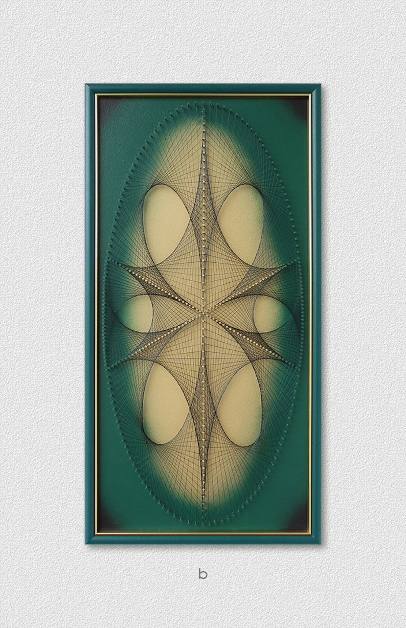 Large String Art in Green Gold Exotic Wall Art Vertical - Etsy