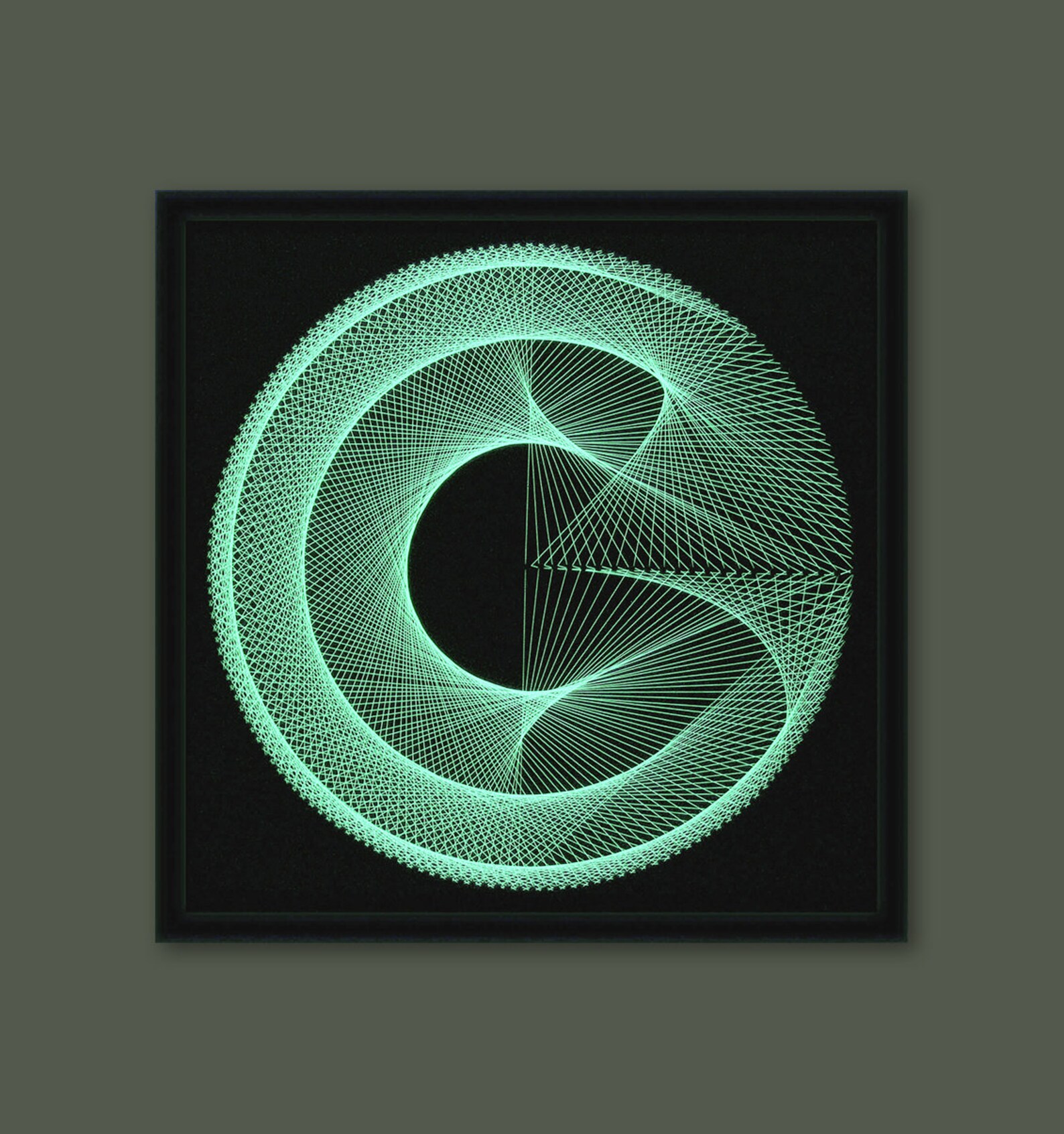 Neon Wall Art Green Abstract String Art Framed Glow in the | Etsy