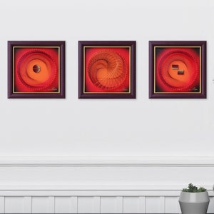 Modern String Art Set in Red - Framed Art - Abstract Geometric Wall Art ...