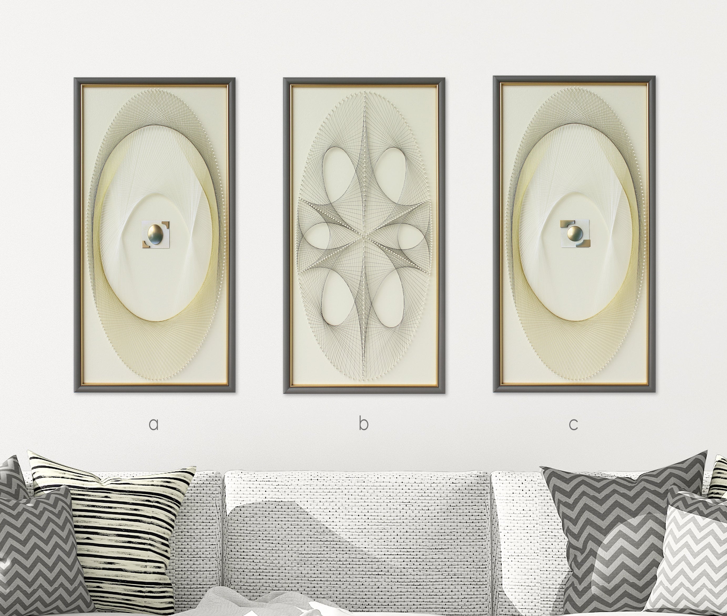 Large Vertical Wall Art Modern String Art in Sunshine Yellow | Etsy