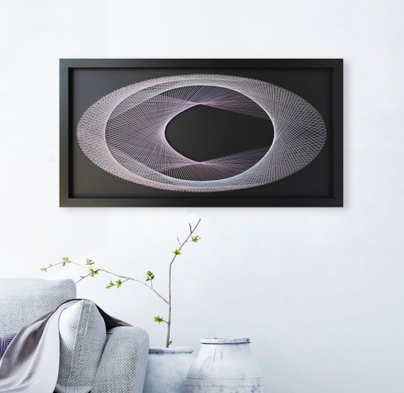 Geometric String Art in Black Abstract Wall Art for Living - Etsy