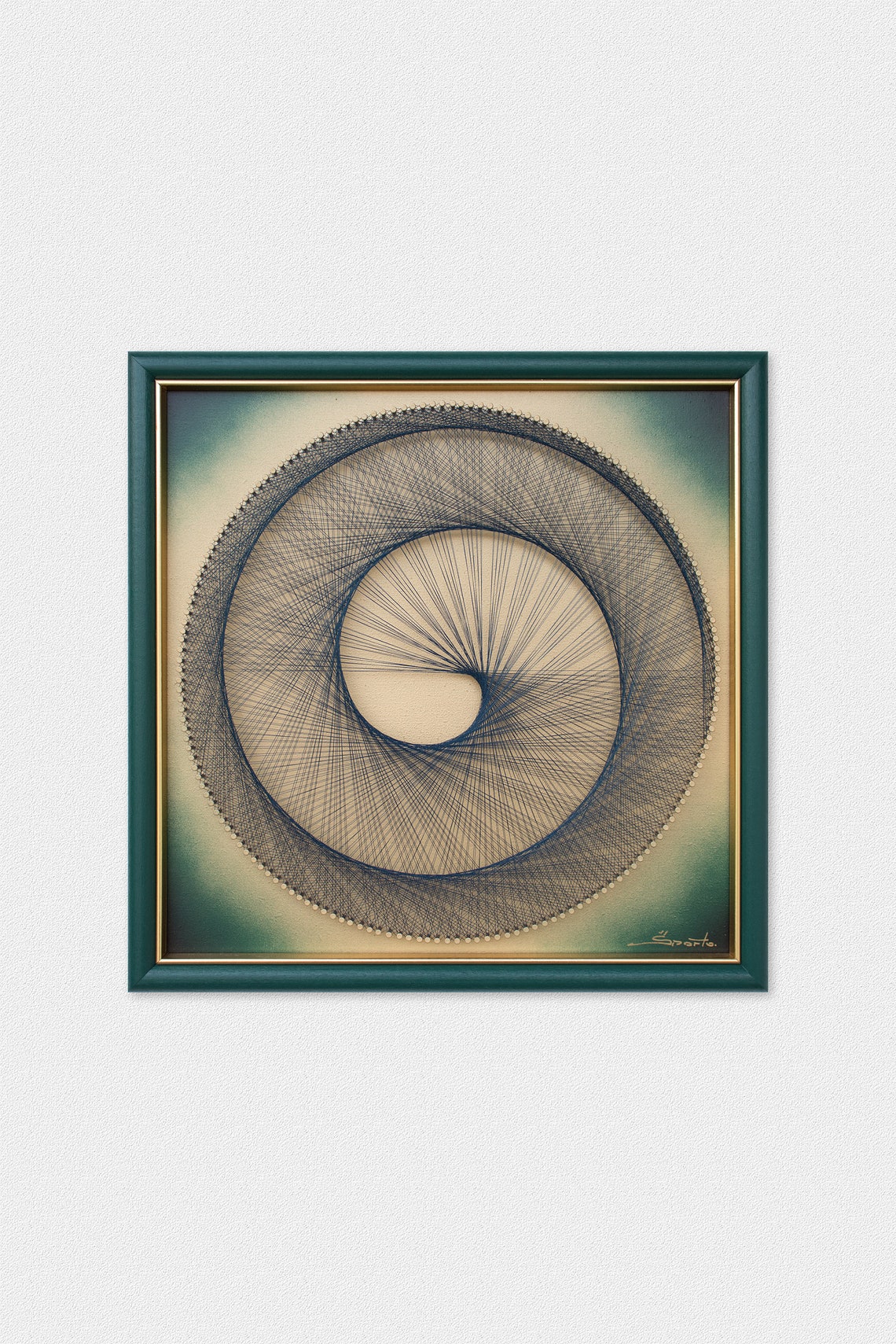 String Art in Gold-green Geometric Wall Decor for Living - Etsy