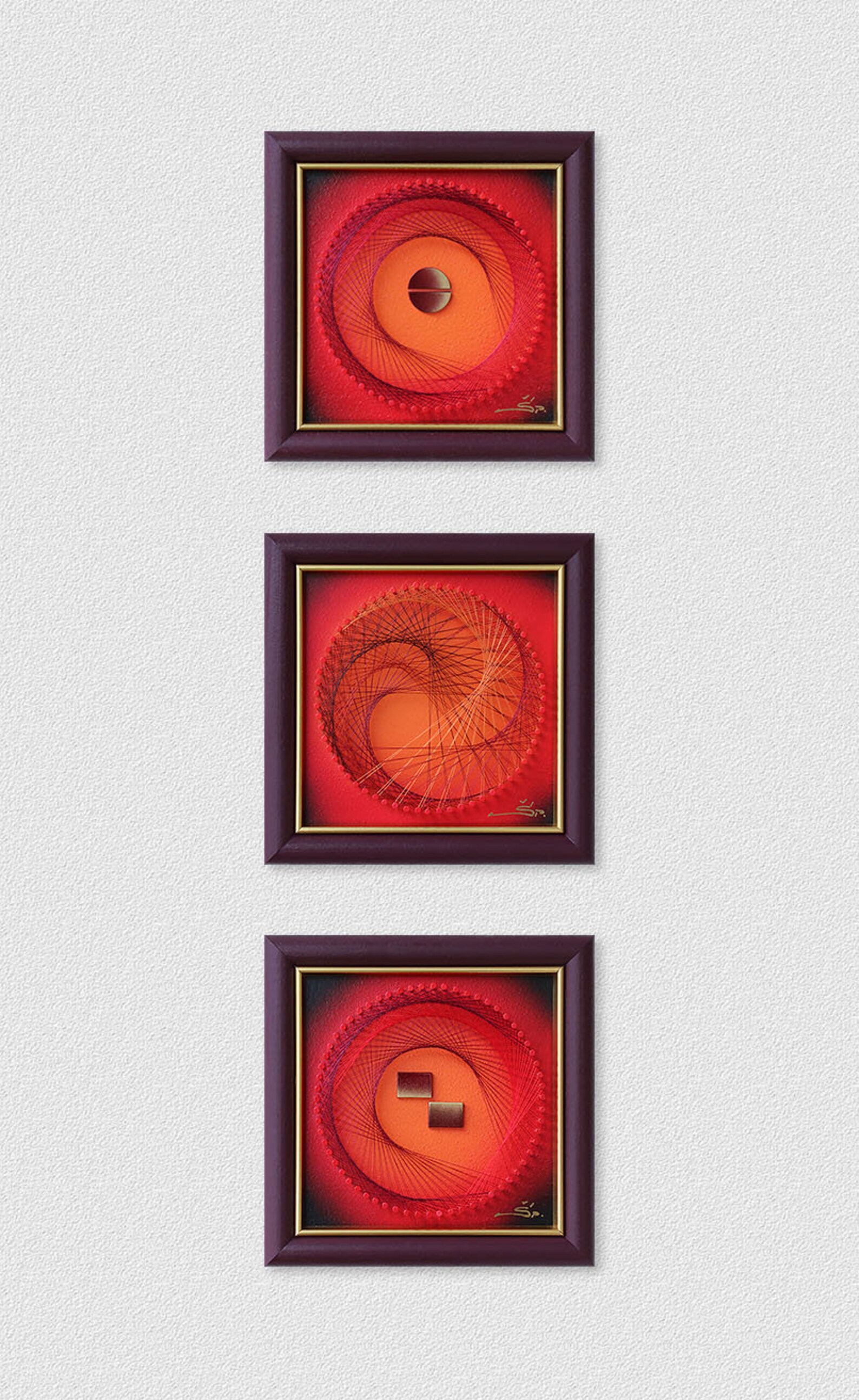 Modern String Art Set in Red Framed Art Abstract Geometric - Etsy