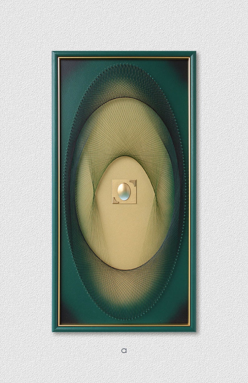 Large String Art in Green Gold Exotic Wall Art Vertical - Etsy