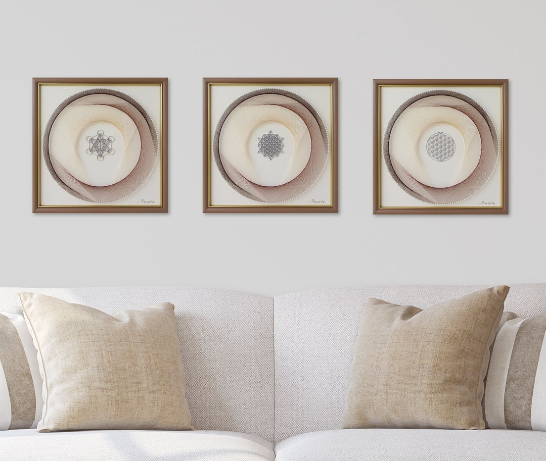 Wall Art Natural - Modern String Art Earth Tone - Sacred Geometry Wall ...