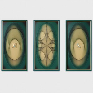Large String Art in Green Gold - Exotic Wall Art Vertical - Eclectic ...