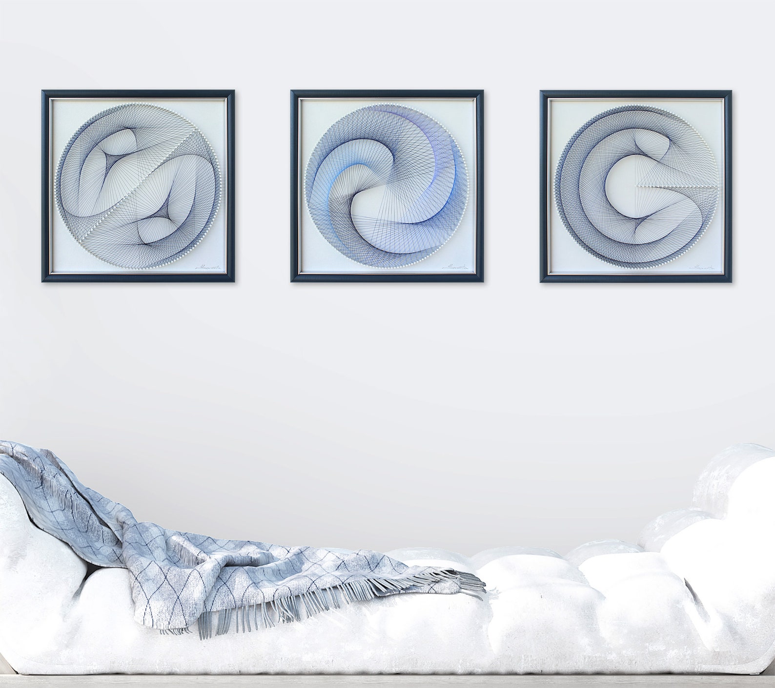Calming Wall Art in Light Blue for Office, Living Room - Abstract ...