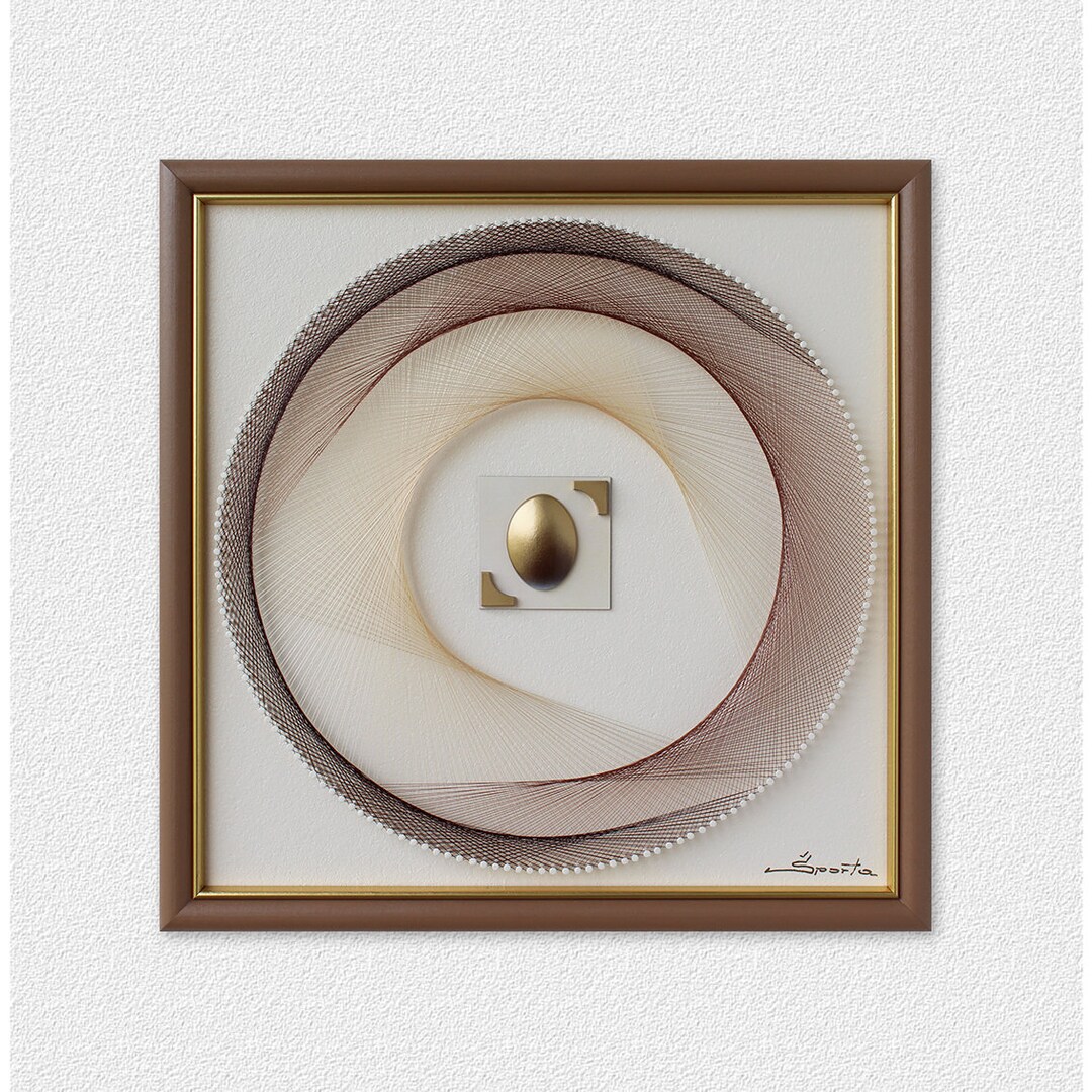 Modern String Art Natural - Zen Wall Art for Living Room Boho - Framed ...