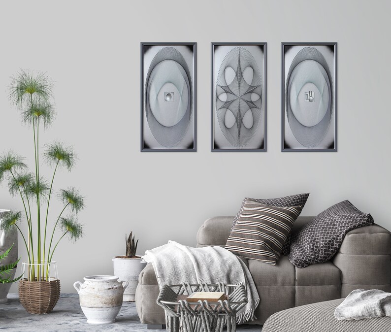 Luxurious Wall Art in Silver Gray - Large Vertical String Art - Zen ...