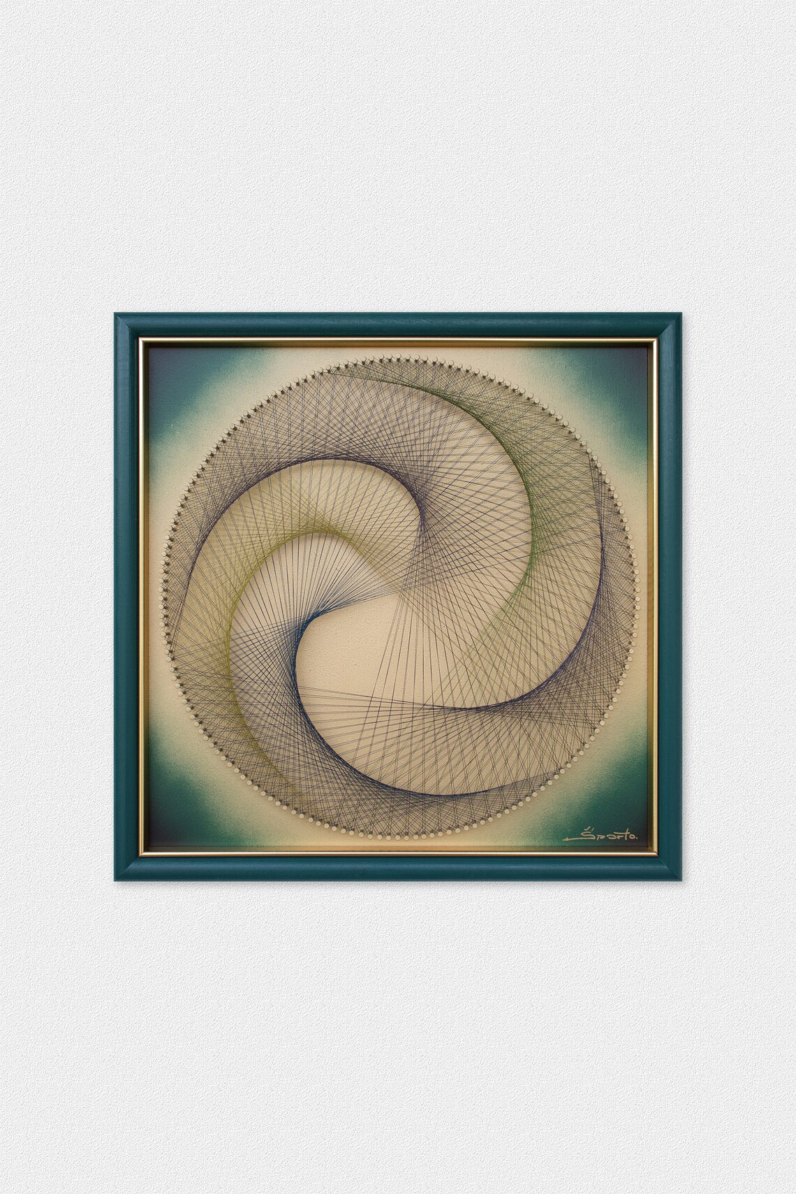 String Art in Gold-green Geometric Wall Decor for Living - Etsy