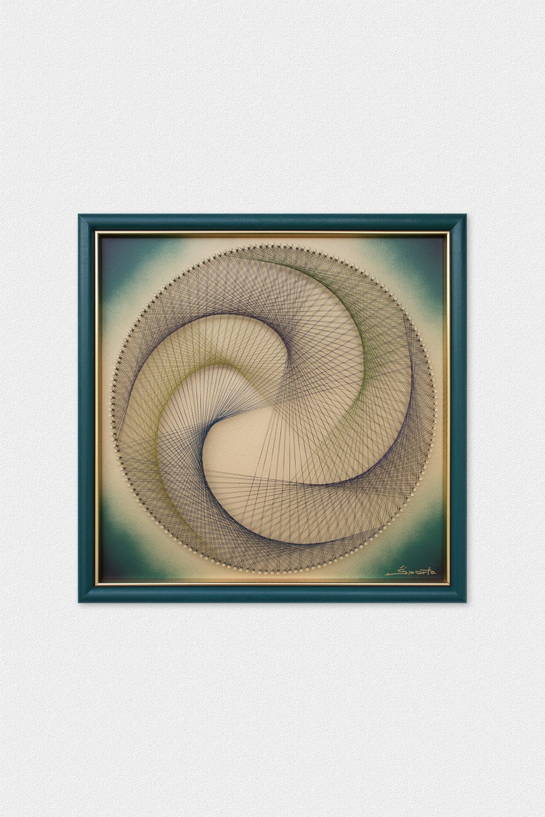 String Art in Gold-green Geometric Wall Decor for Living - Etsy