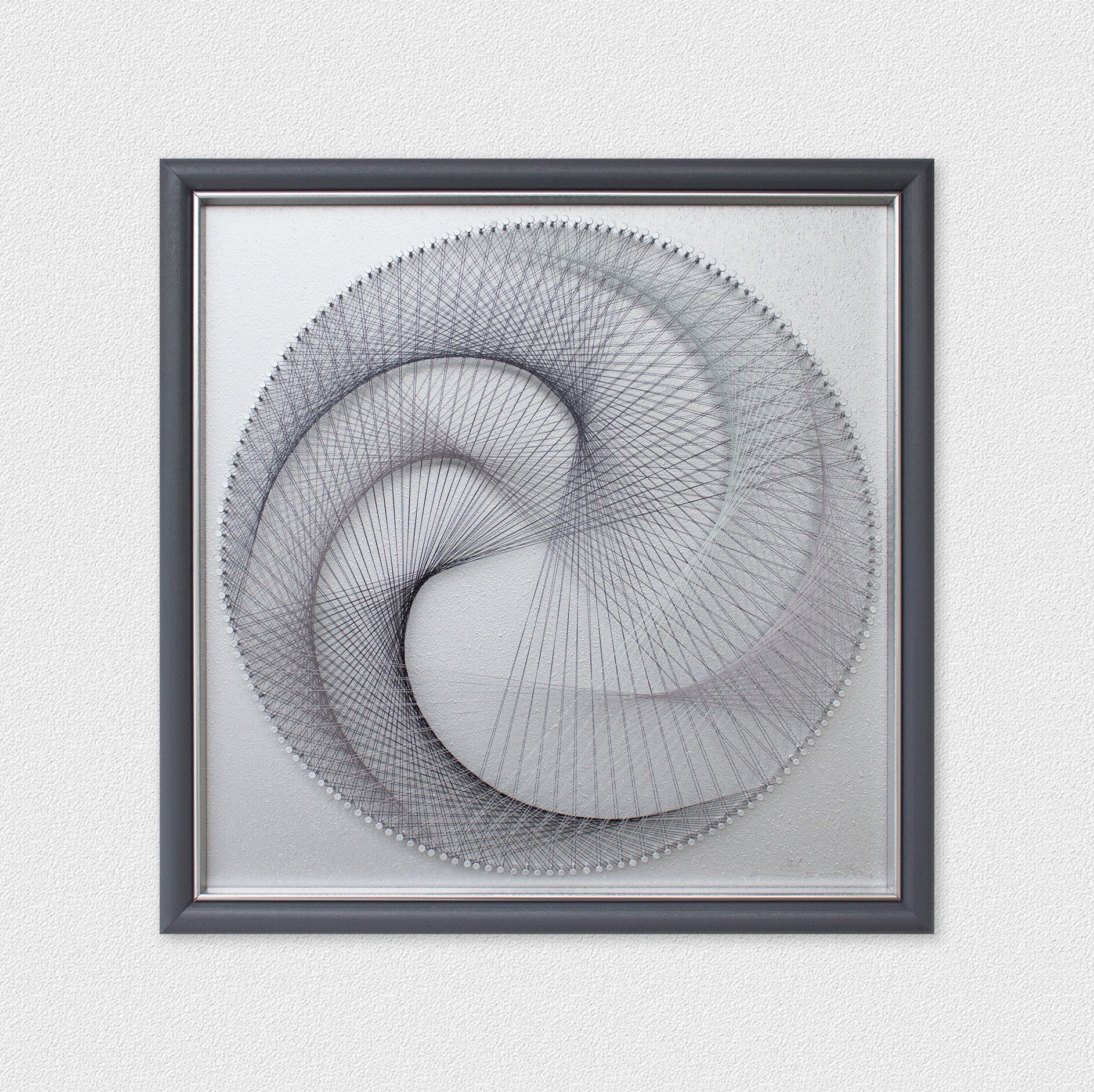 Zen Wall Art Framed Elegant String Art Silver Gray | Etsy