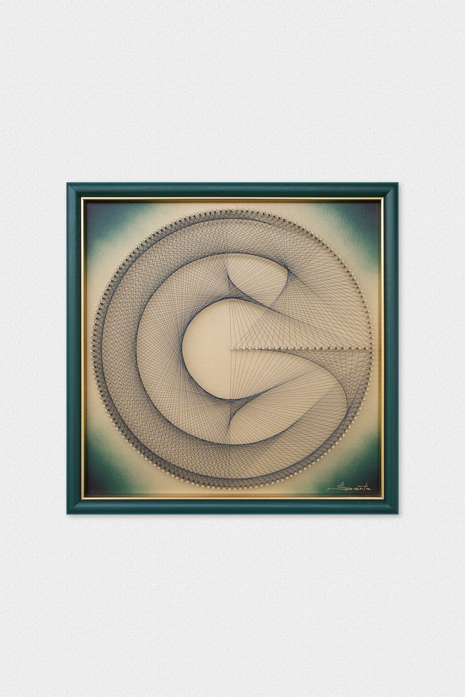 String Art in Gold-green Geometric Wall Decor for Living - Etsy