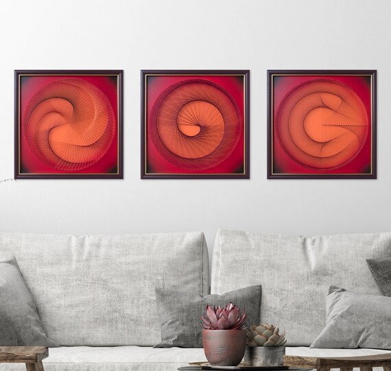 Elegant Wall Art in Red Fine String Art for Living Room | Etsy