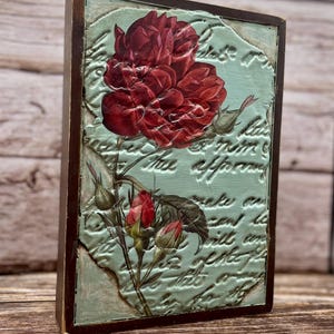Rose Art Decor, Wall Sign, Table Sign, Mixed Media Decor - Etsy