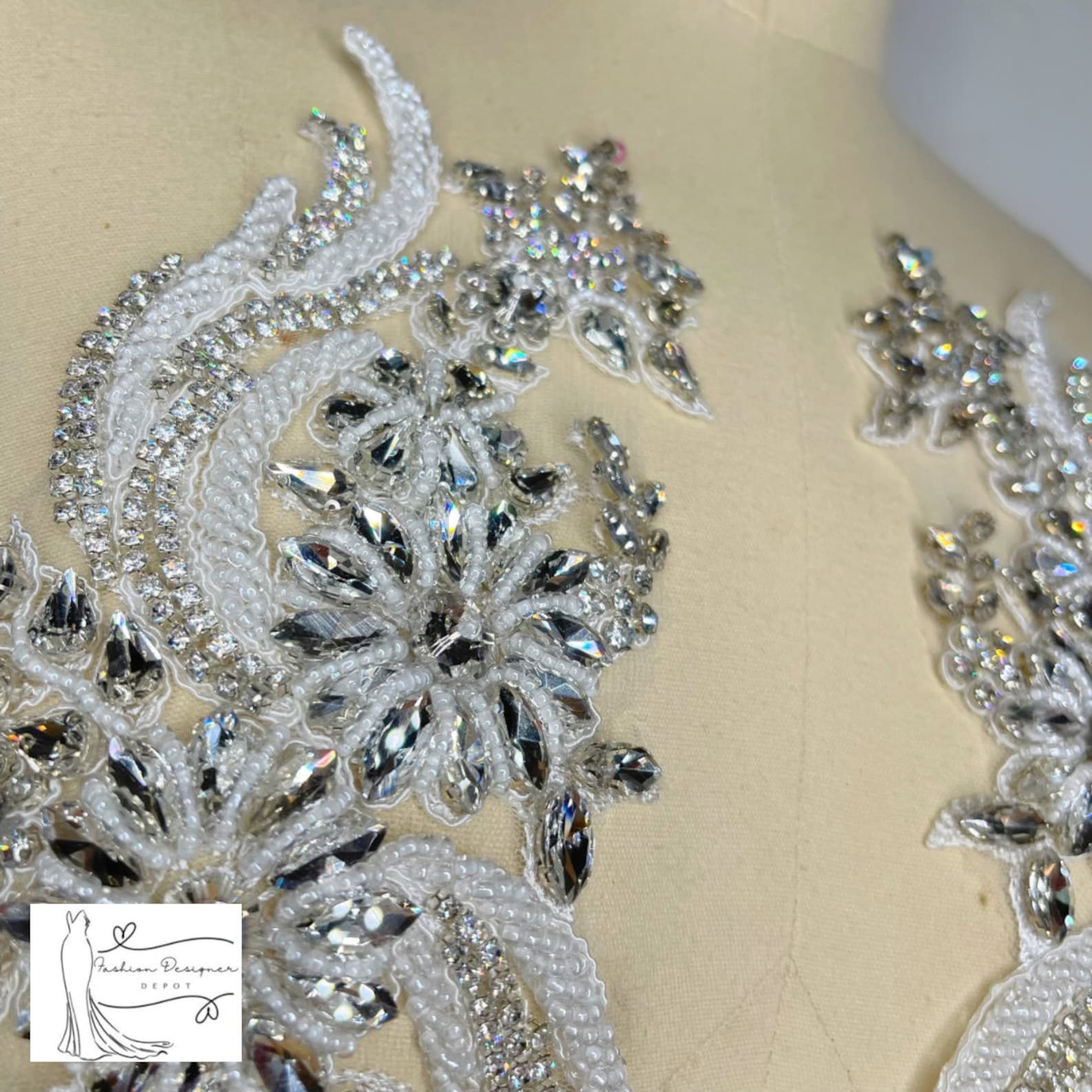 Silver Rhinestone Applique | Crystal and Rhinestone Applique ...