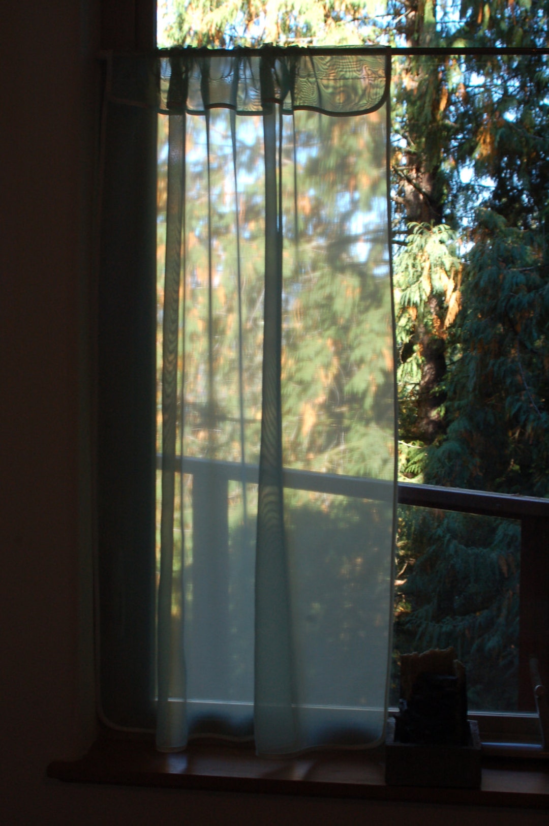 Set of Two Sheer Voile Cafe Curtain Panels in Light Green Color 24''L X ...