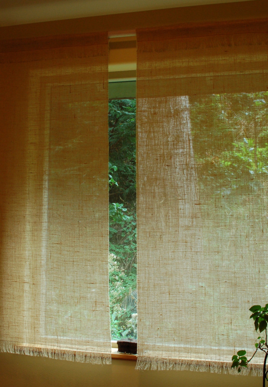 Set of Two Natural Burlap Panels With a Fringe 23'' Wide Each Custom ...