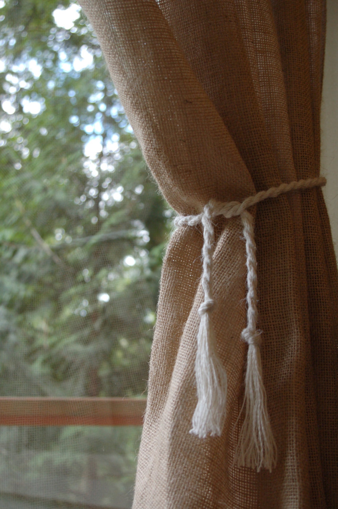 Jute Rope Tie Backs for Curtains / Drapes Hand Made in - Etsy