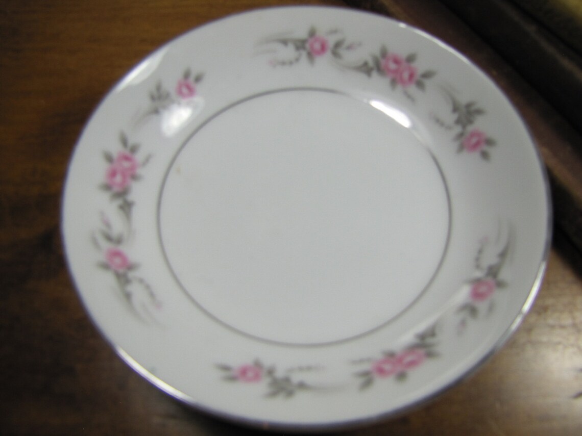 Diamond China Pageant Dessert Bowl Pink Roses Gray - Etsy