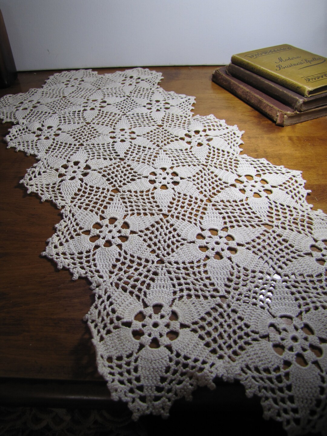 Vintage Crocheted Table Runner - Small - Ecru - Etsy