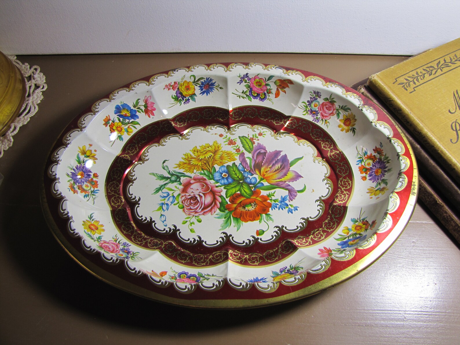 Vintage Daher Decorated Ware Oval Metal Bowl Flowers - Etsy