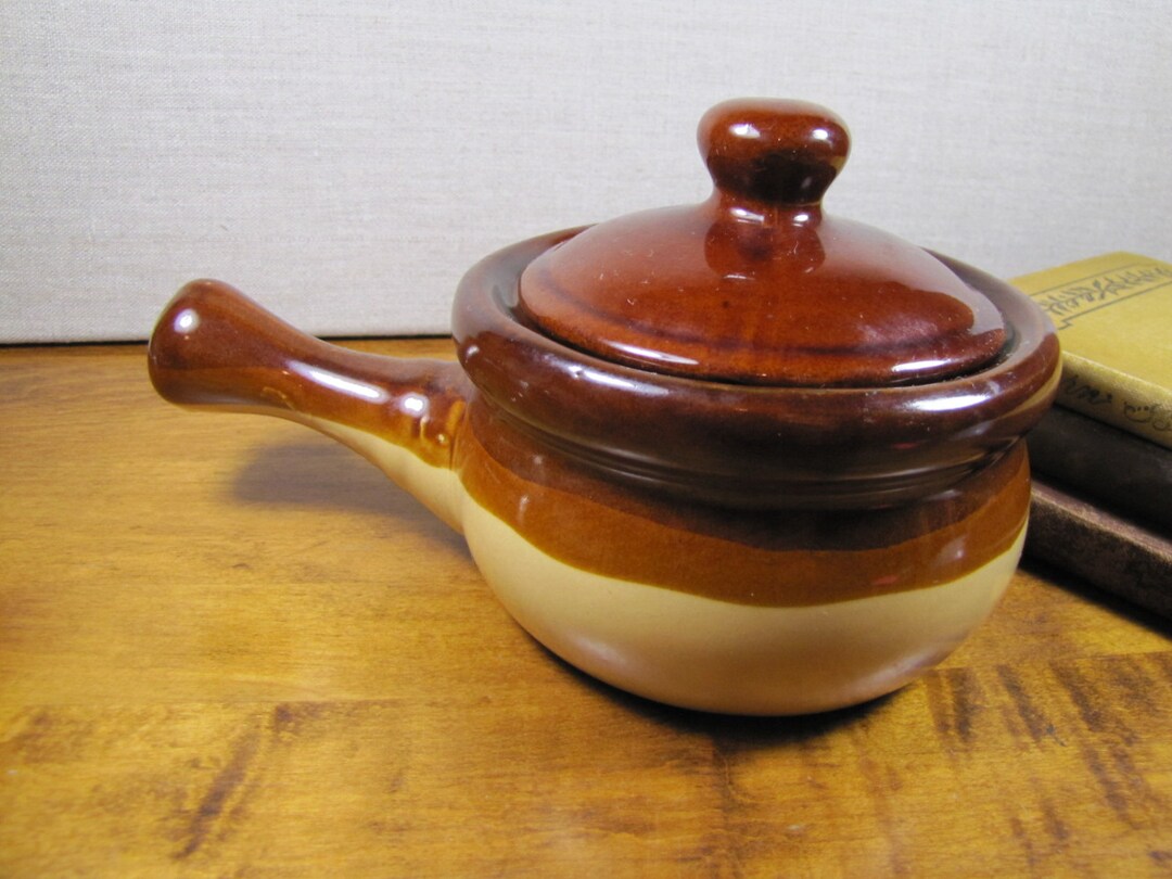 Ceramic Brown and Cream Small Covered Casserole Dish With - Etsy