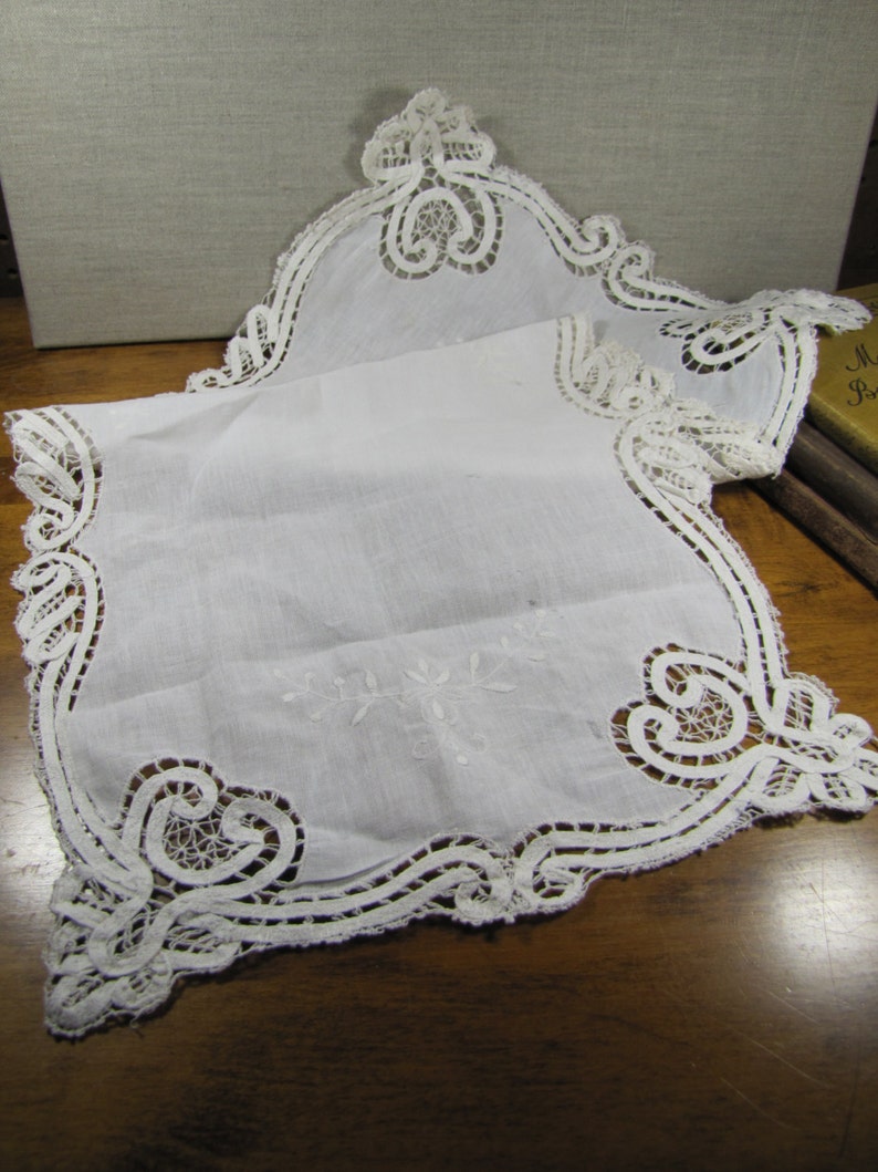 Linen and Lace Rectangular Table Cover | Etsy