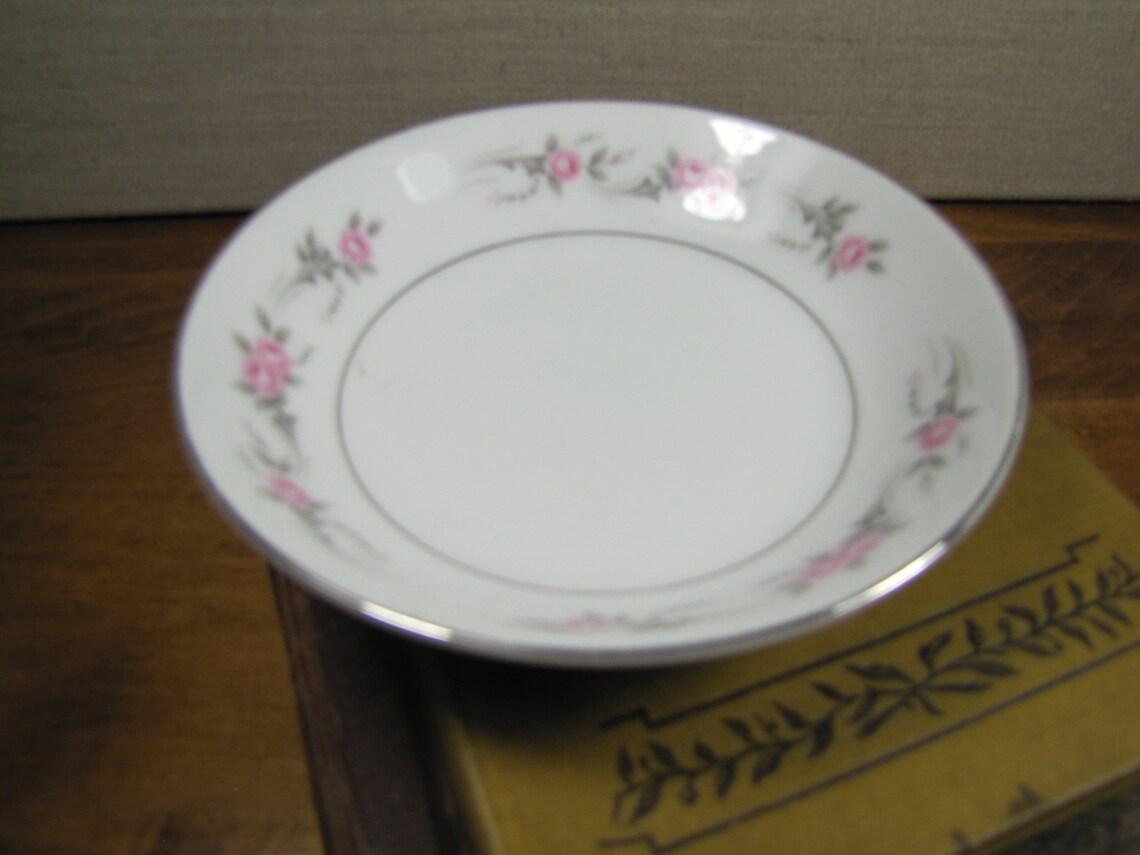 Diamond China Pageant Dessert Bowl Pink Roses Gray - Etsy