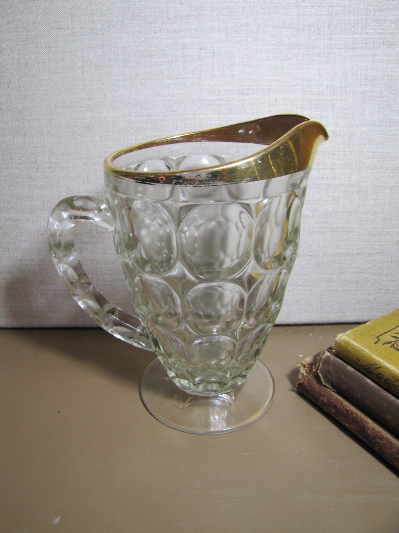 Vintage Glass Pitcher Pint Size Circular Panel Pattern | Etsy