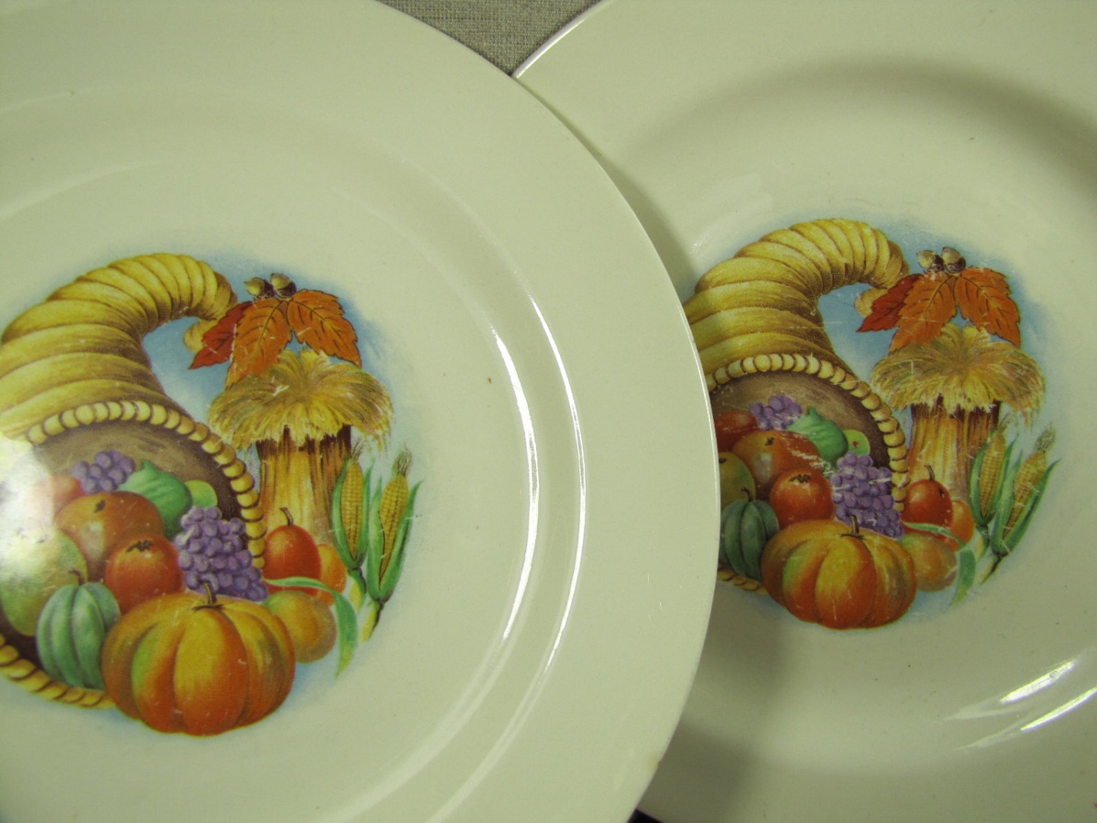 Vintage Cornucopia Plates - Wide Rim - Set of Two (2) - Etsy