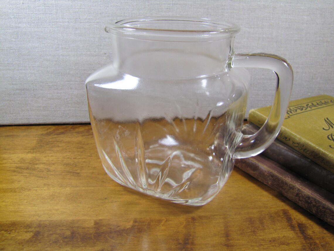 Small Glass Serving Pitcher Sunburst Design | Etsy