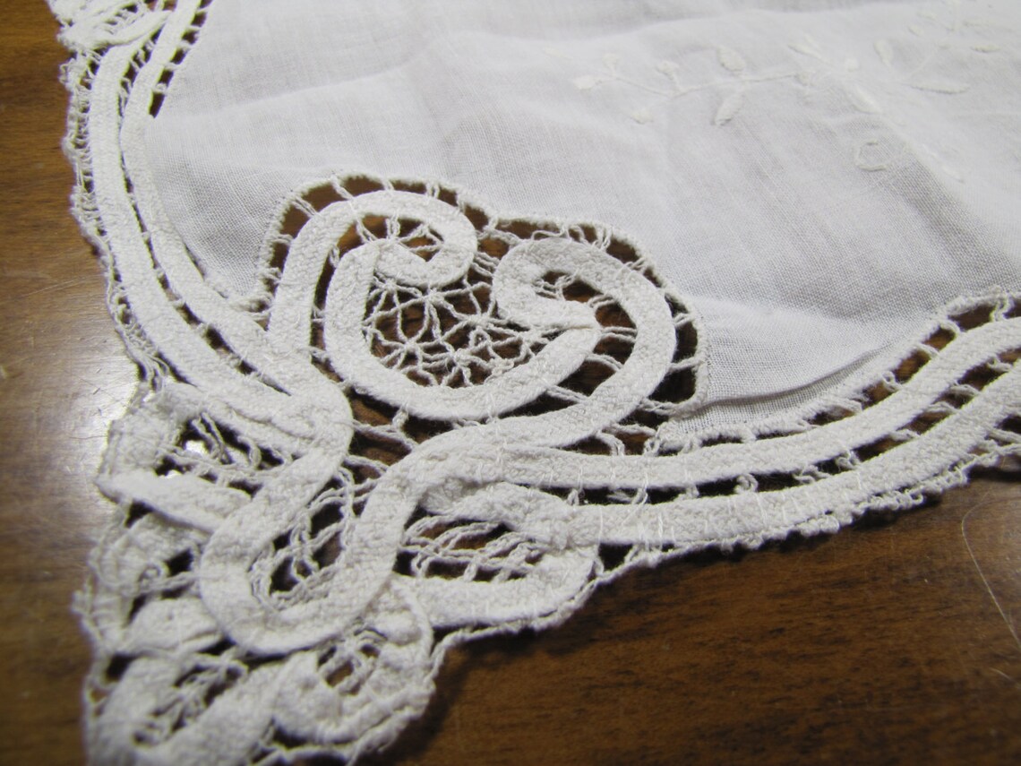 Linen and Lace Rectangular Table Cover | Etsy