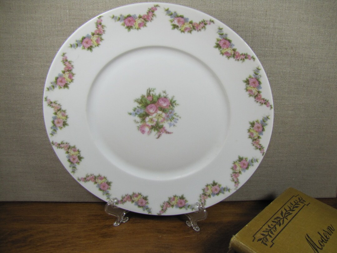 Vintage R. C. Empire Dinner Plate - Pink Rose Garlands - Rose Bouquet ...